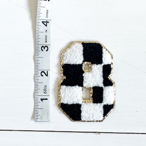 3.12" (8cm) Number Black & White Checkered Chenille Iron on Patches ...