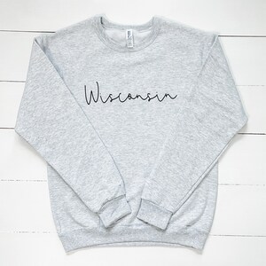 Simple State Graphic Shirt | Wisconsin| Cursive | Handwritten | United ...