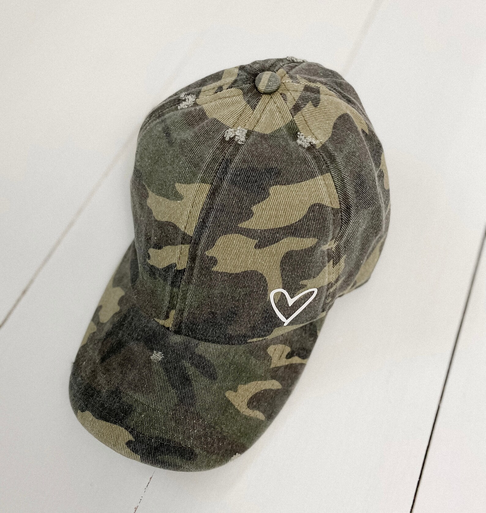 Distressed Camo Heart Baseball Hat gift ideas for her | Etsy