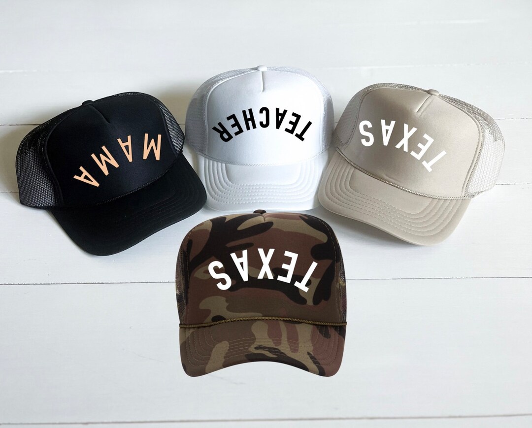 Custom Upside Down Writing Trucker Hat - Etsy