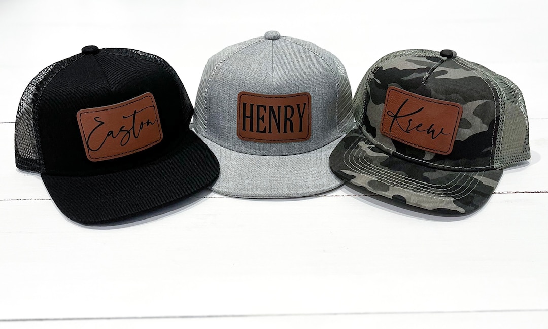 Baby/toddler (ages 0-2) Leatherette Name Patch Flat Brim Trucker Hats ...