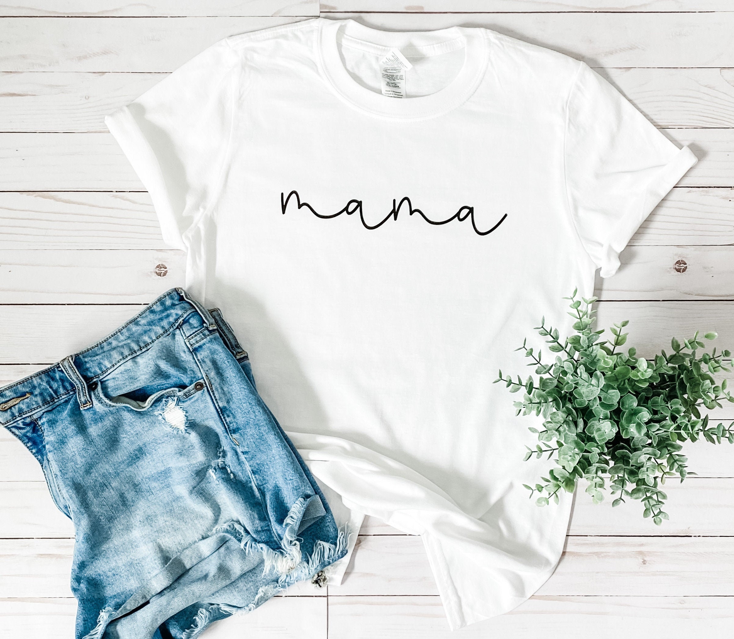 Cursive Mama Graphic Tee Handwritten Simple Womens | Etsy