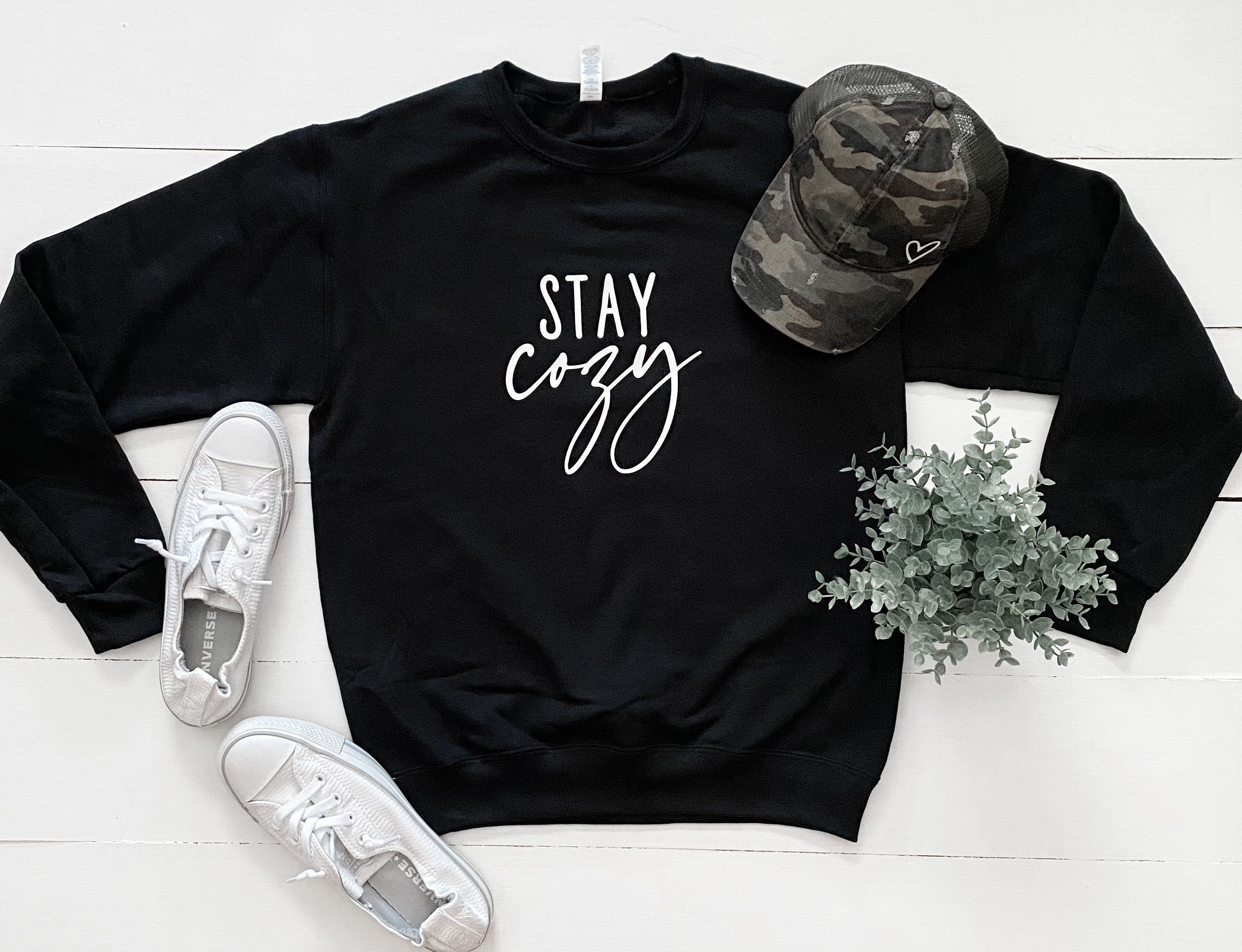 Stay Cozy Graphic Sweatshirt Tan Sand Color Winter | Etsy