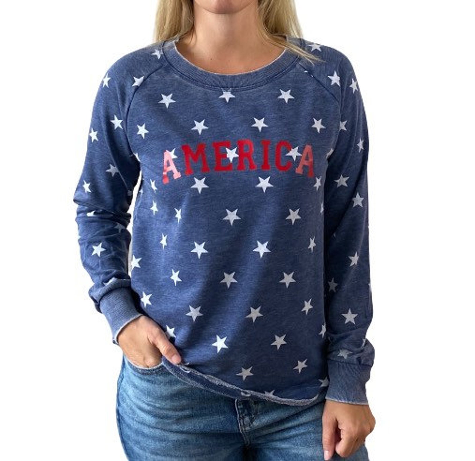 America Star Graphic Sweatshirt USA Patriotic Stars Red - Etsy