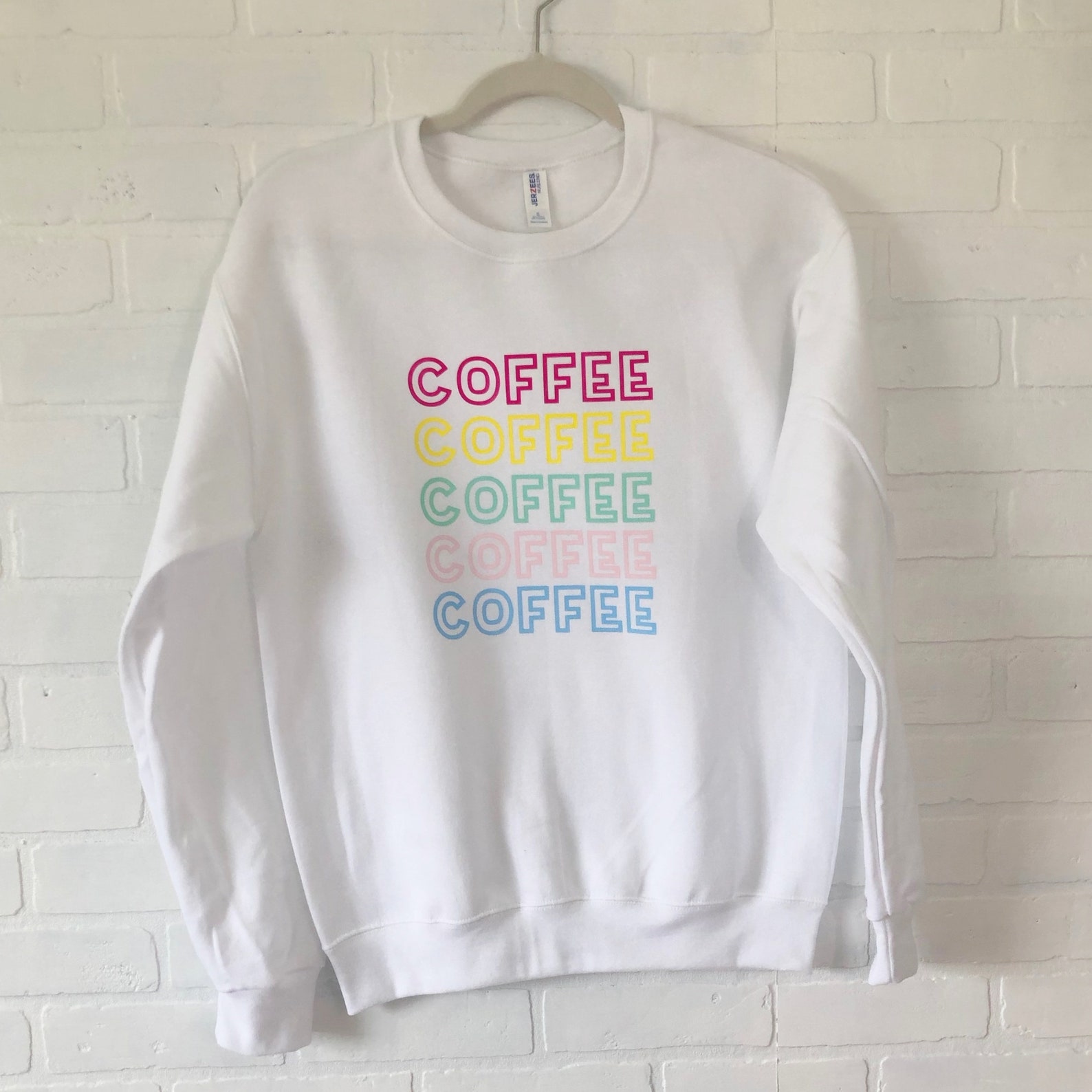 Rainbow Retro Coffee Graphic Sweatshirt caffeine addict | Etsy