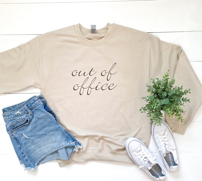 Out of Office Graphic Sweatshirt Vacation Travel Cursive - Etsy