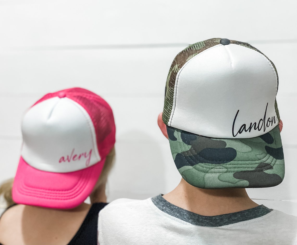 Toddler/youth Personalized Foam Trucker Hats Name Cursive - Etsy