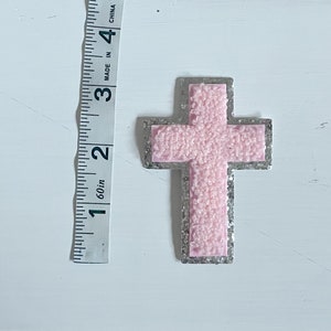 3.12" Cross Chenille + Silver Glitter Iron on Patches | Easter ...