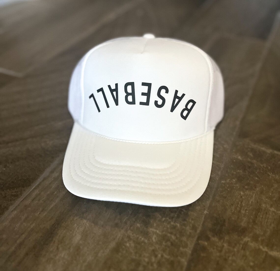 Custom Upside Down Writing Trucker Hat - Etsy