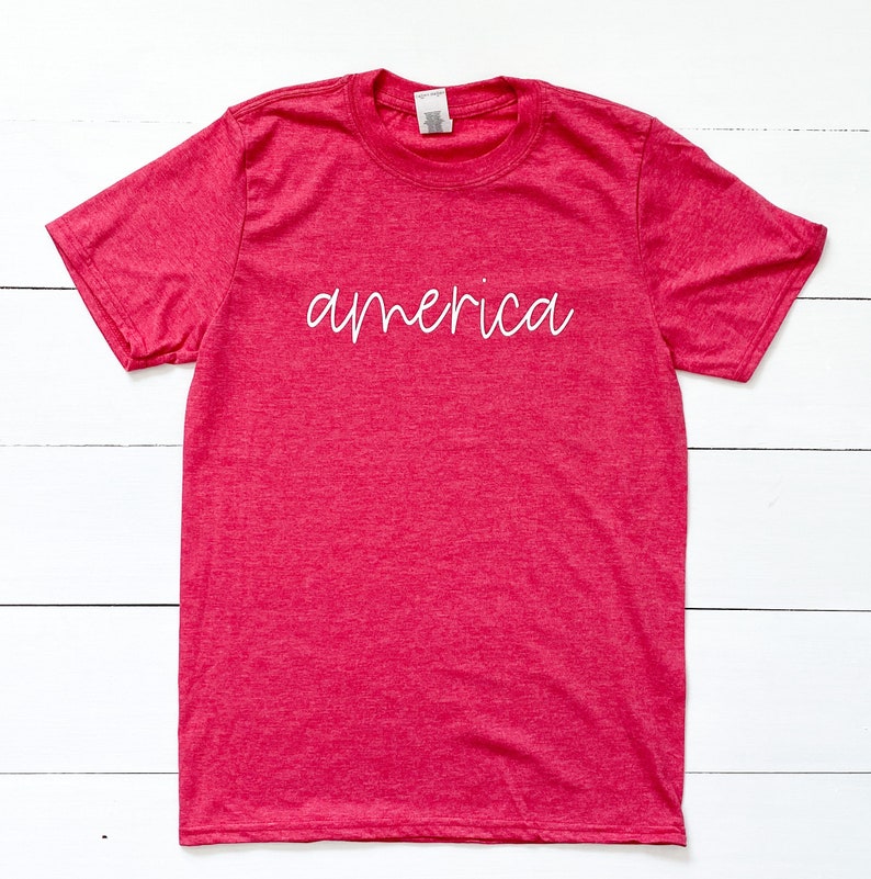 America Cursive Font Graphic Tee tshirt Merica patriotic | Etsy