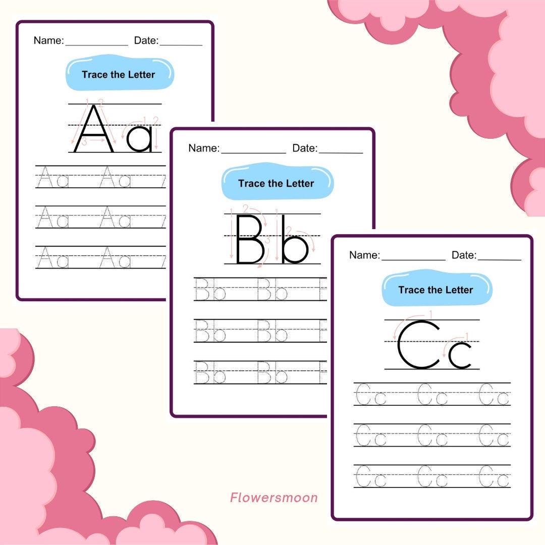 Alphabet Tracing Worksheets Printable | Letters A - Z | 26 Pages | A-Z ...