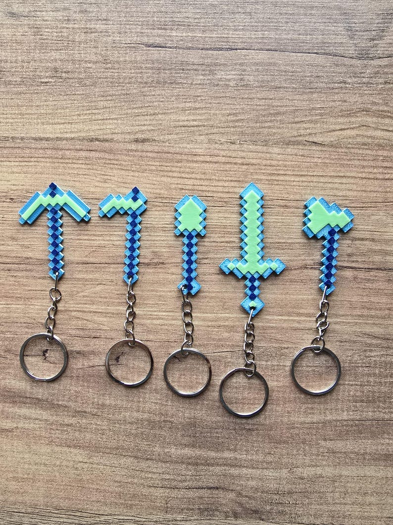 3D Printed Minecraft Keychains - Etsy