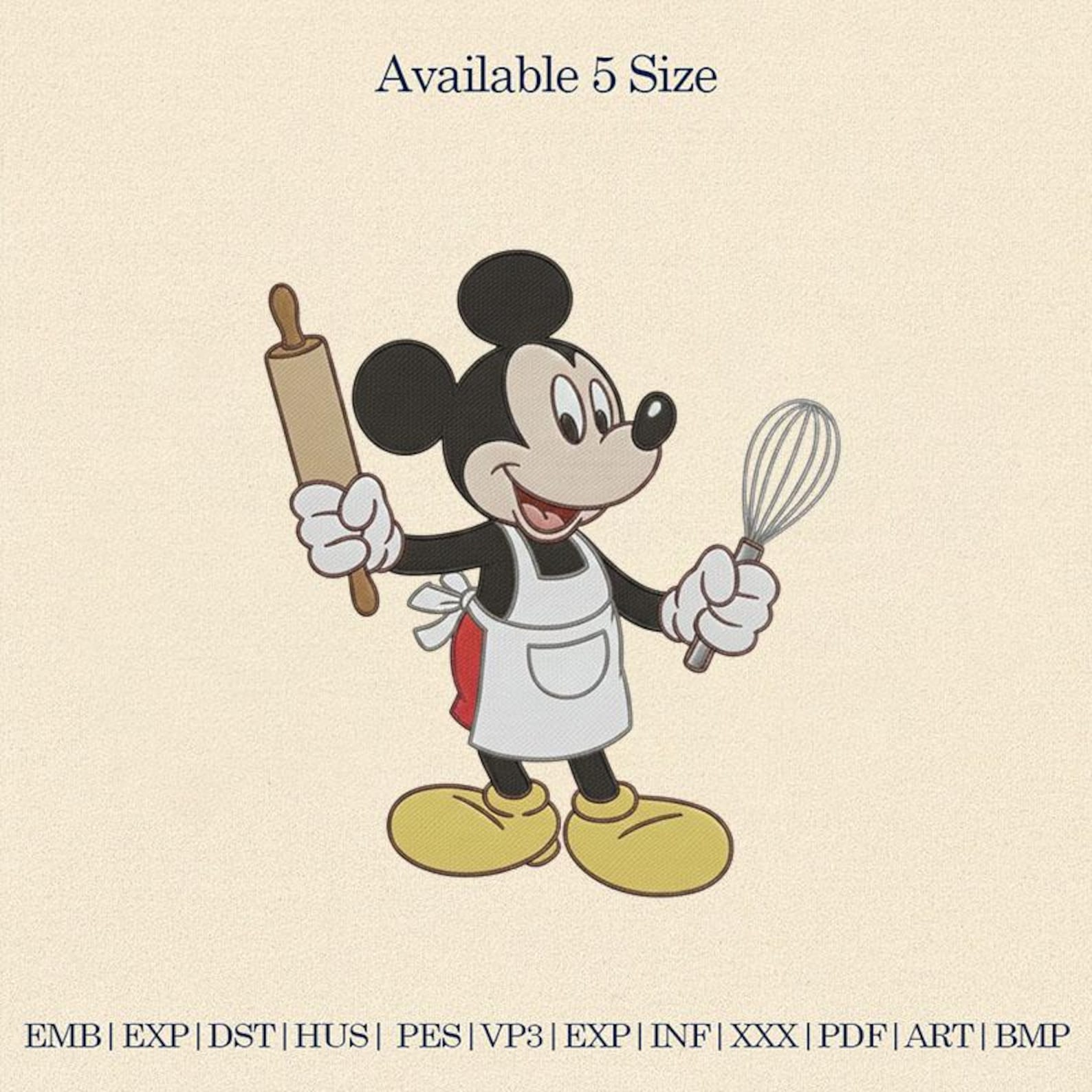 Cute Mouse Baker Embroidery Design, Cartoon Baking Character, Kitchen ...
