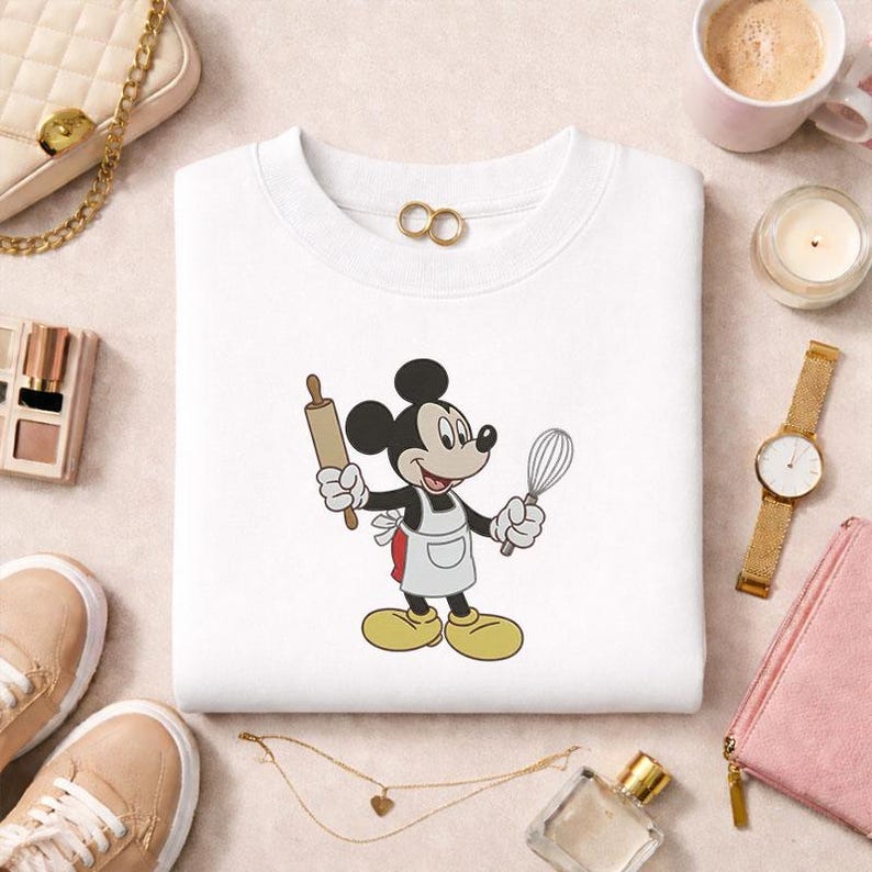 Cute Mouse Baker Embroidery Design, Cartoon Baking Character, Kitchen ...