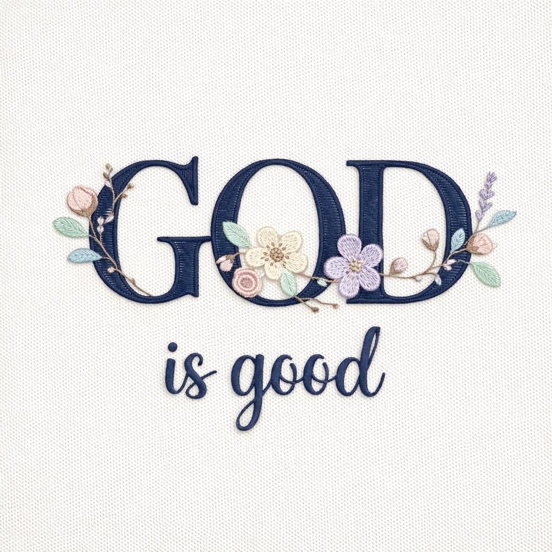God is Good Floral Embroidery Design, Boho Christian Embroidery Design ...