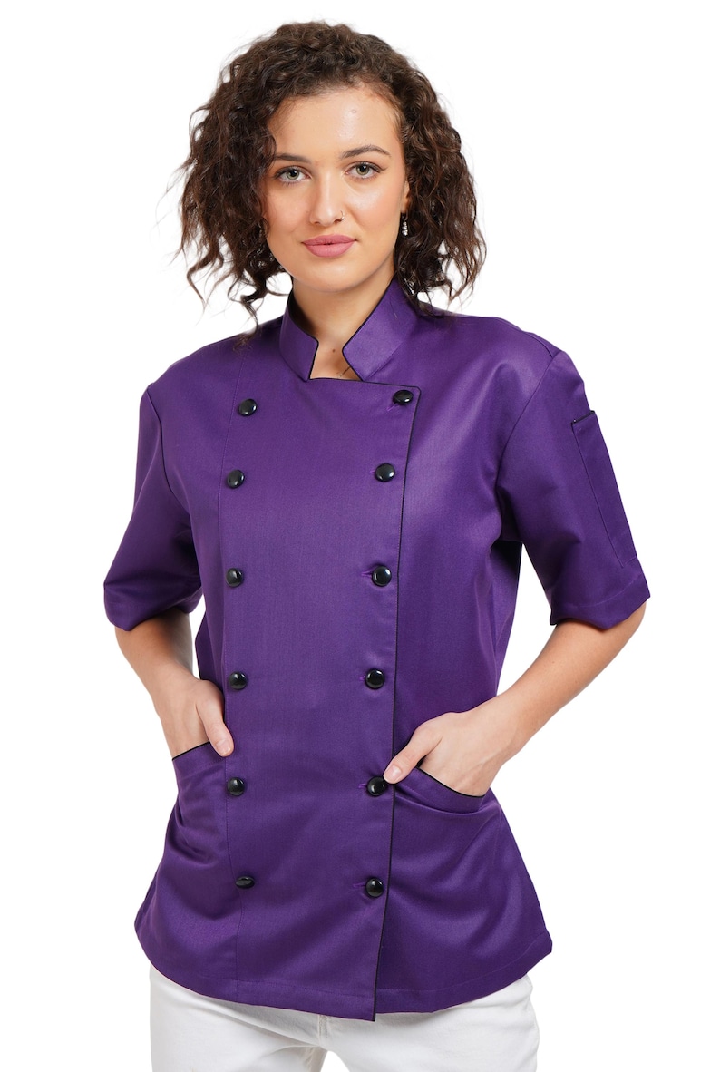 Women's Chef Coat, Short Sleeve Chef Jacket, Uniform for Food Service ...