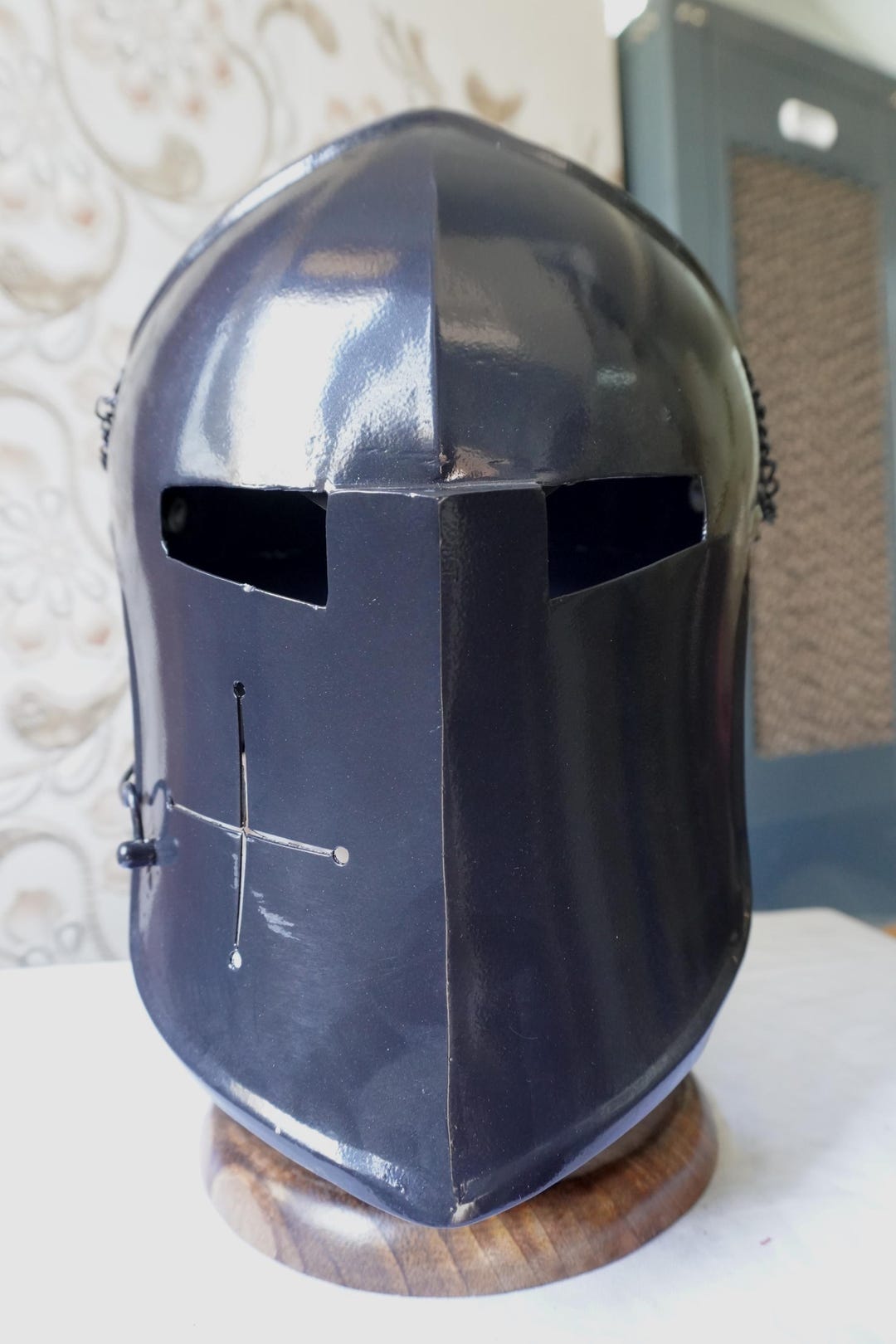 Metal Medieval Barbuta Knights Templar Crusader Armor Helmet Black ...