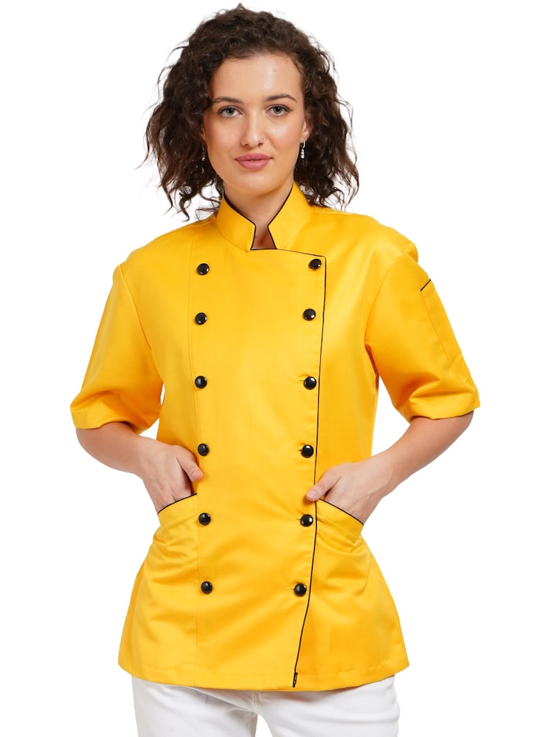 Women's Chef Coat, Short Sleeve Chef Jacket, Uniform for Food Service ...
