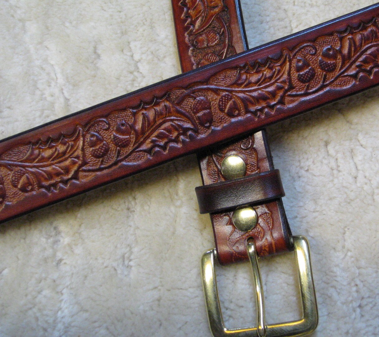 Embossed Leather Belt B2E005 Oak Leaves and Acorns - Etsy