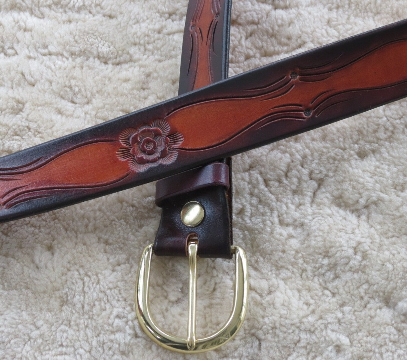 Hand-tooled Leather Belt Design B20004 in Your Choice of - Etsy