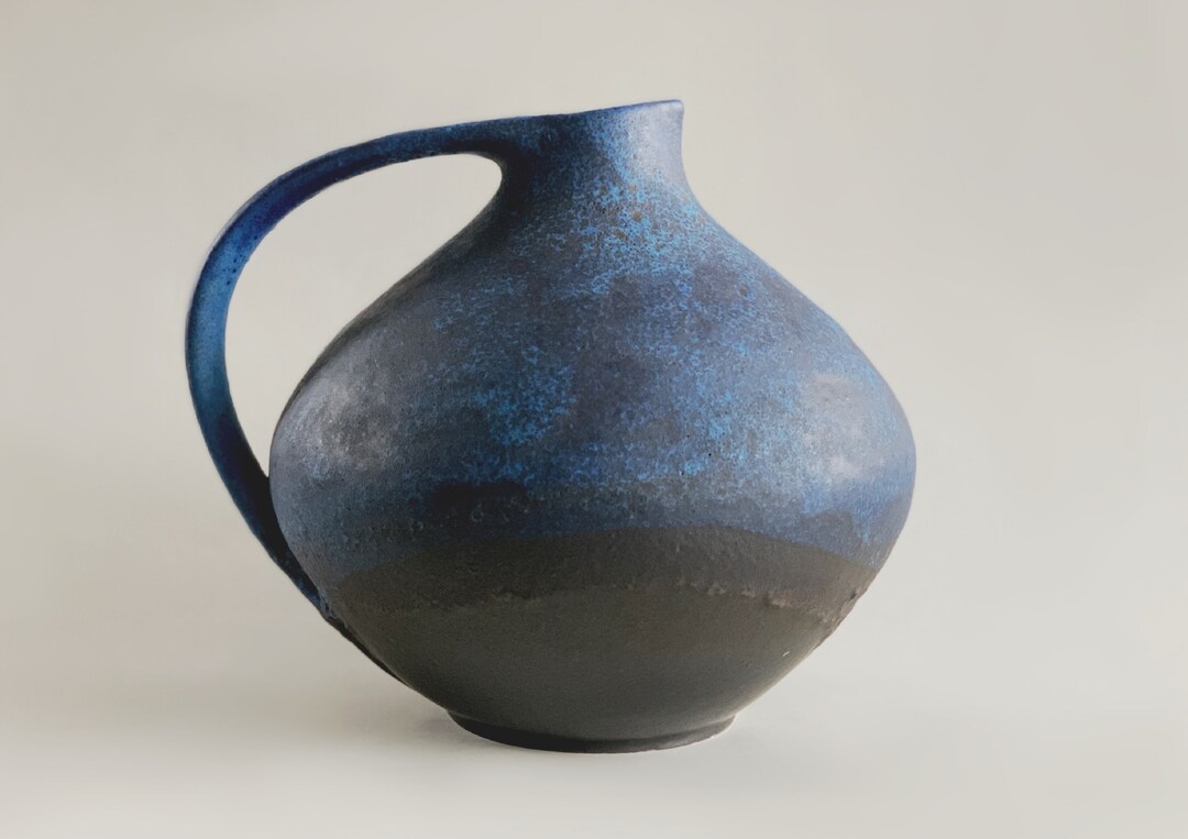 Vintage Large Blue / Black Volcano Lava Pitcher Ruscha 315 70s - Etsy