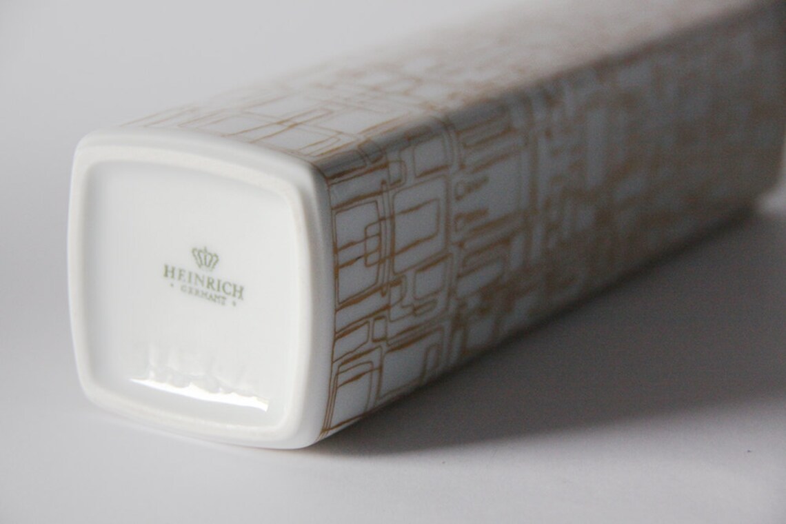 Modernist German Golden Abstract Motif White Porcelain Square - Etsy