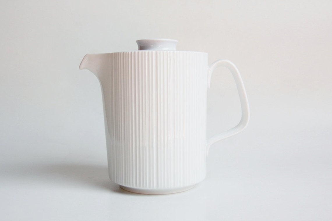 Modernist German White Tea Pot Blue Flower Motif Rosenthal - Etsy