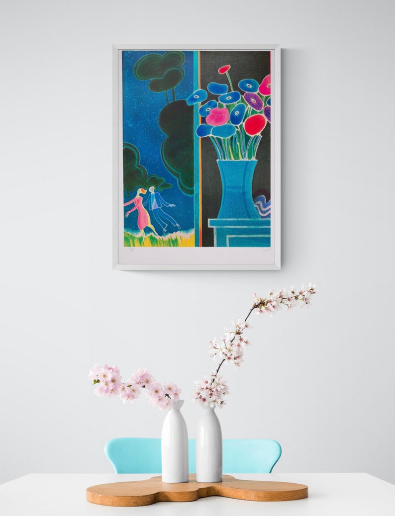Vintage Large and Colorful Lithograph 
