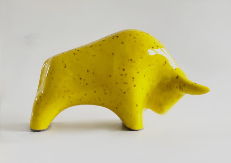 Mid Century Yellow Ceramic Bull 60s Otto Keramiek - Etsy
