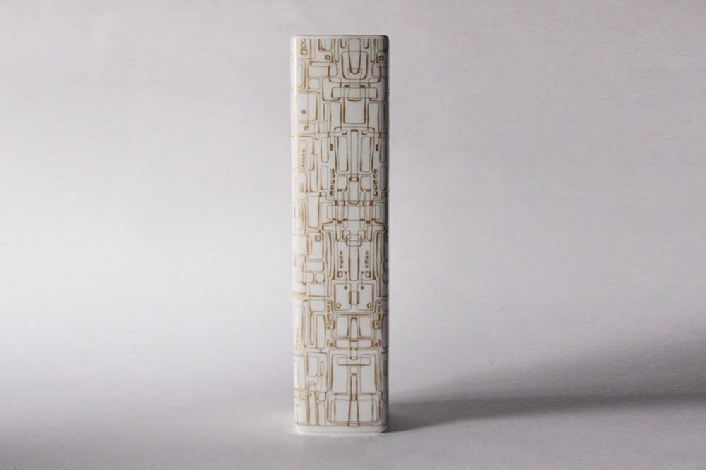 Modernist German Golden Abstract Motif White Porcelain Square | Etsy