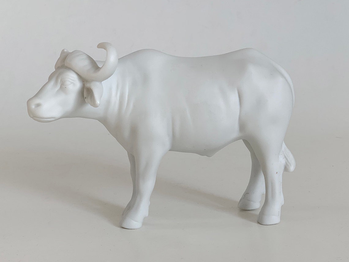 Modernist German Stylish White Biscue Porcelain Buffalo Figurine ...