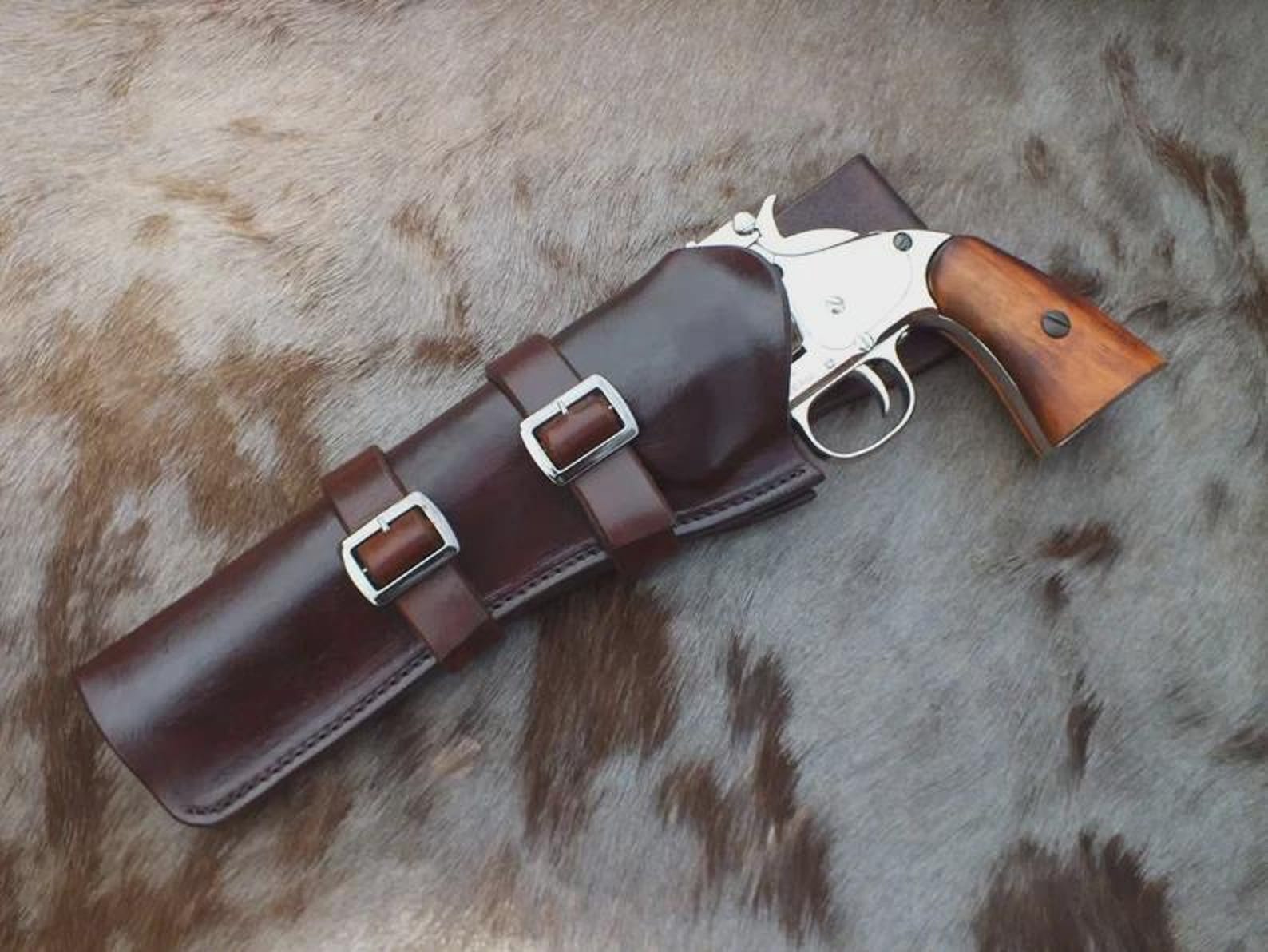 Leather Western Tooled Ammo Holster, Gun Drop Loop Fast Draw Rig, SASS ...