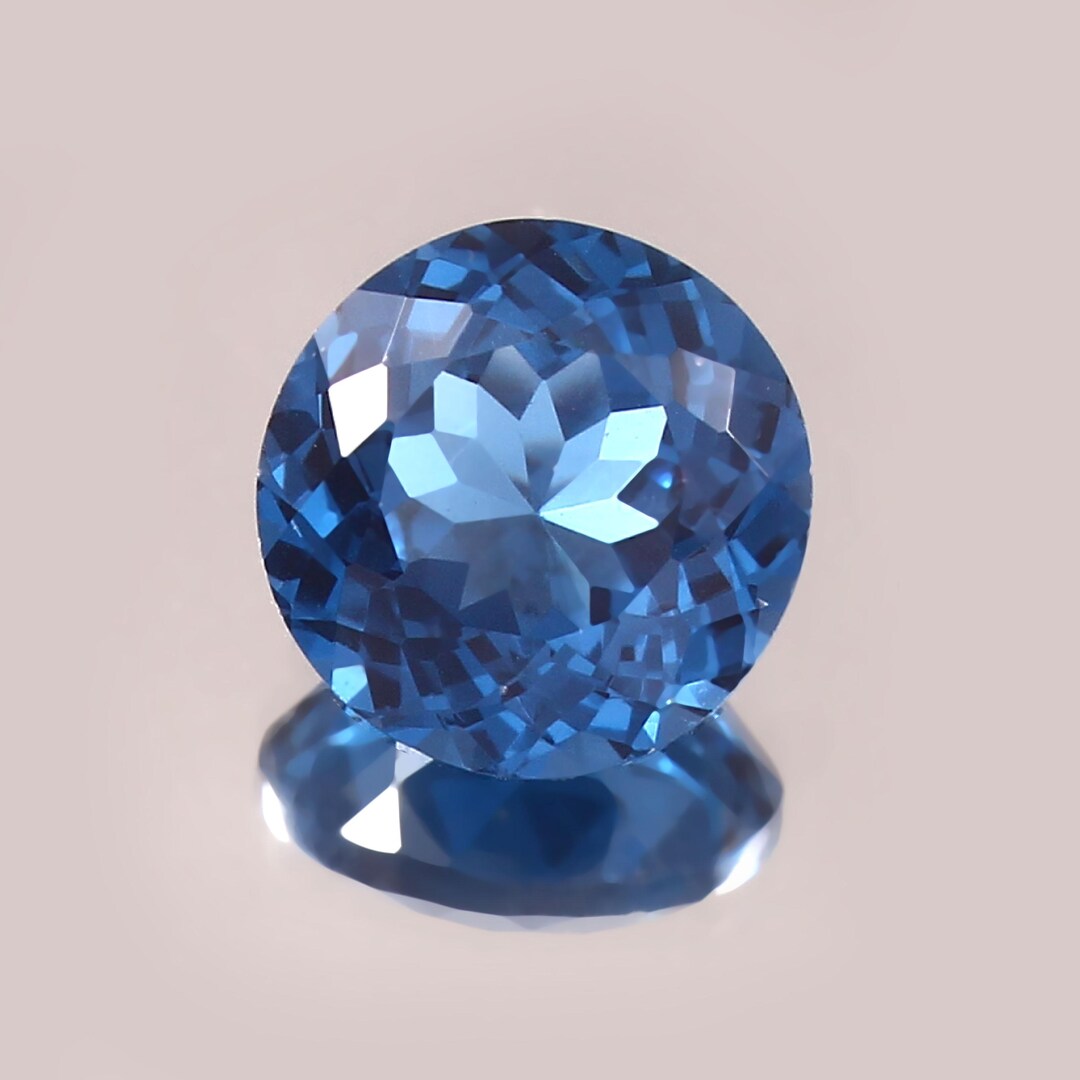 AAA+ Brazilian London Blue Topaz, Round Cut Gemstone (10x10 MM) 6CT - Etsy