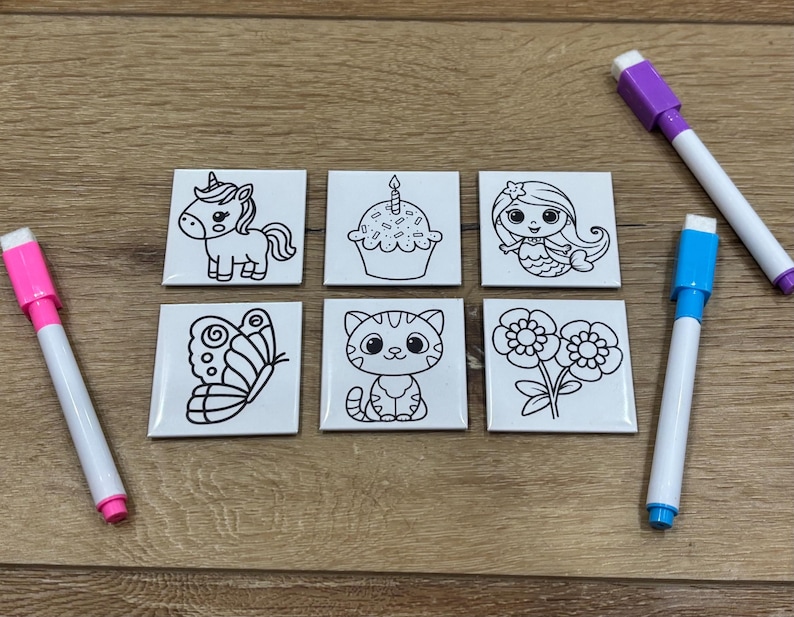 Reusable Magnet Coloring Tiles - Kids' Dry Erase Activity (set of 6) - Etsy