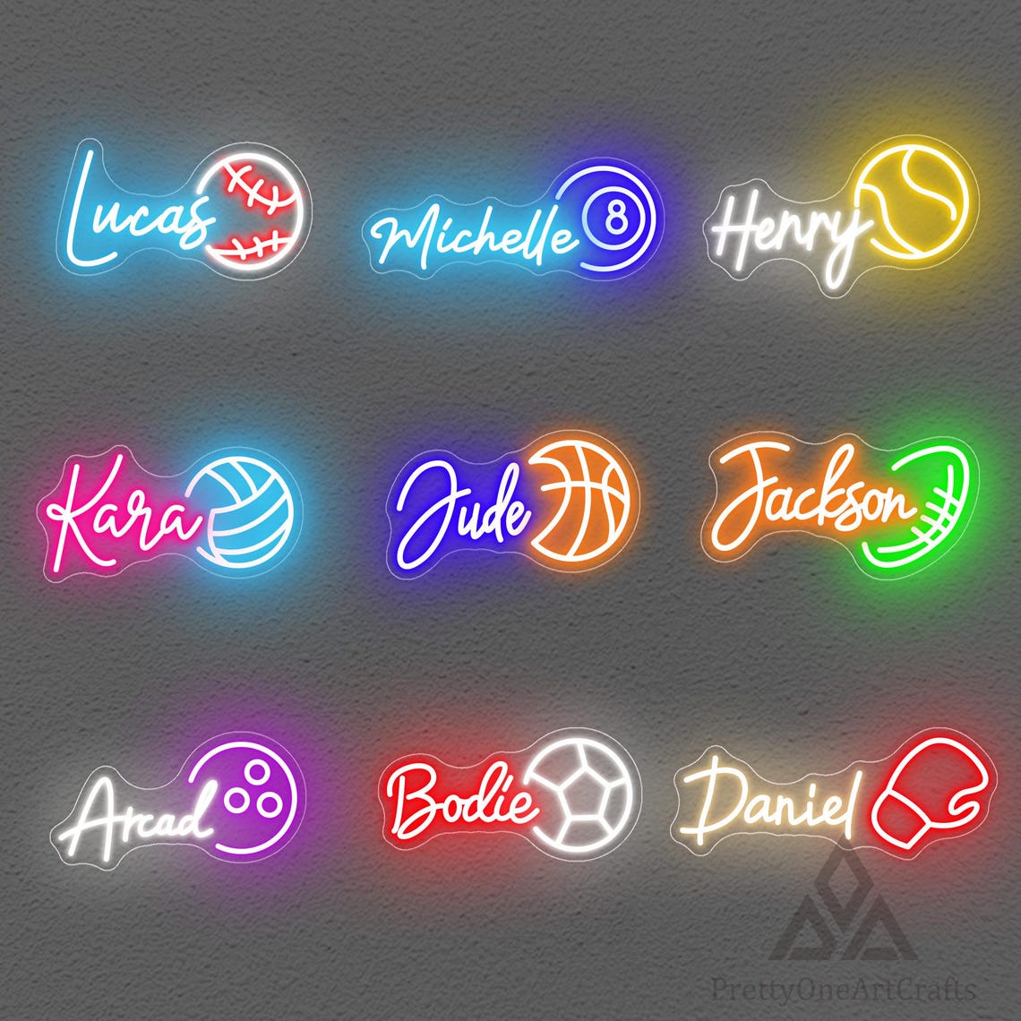 Custom Sport Ball Name Neon Sign for Kids Bedroom, Basketball ...