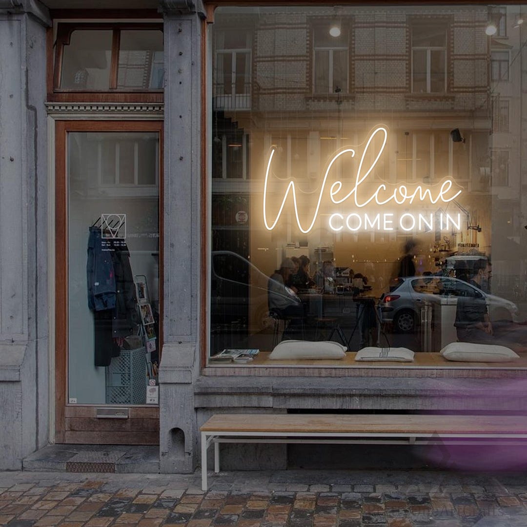Welcome Come on in Neon Sign, Open LED Sign for Restaurant Bar Shop ...
