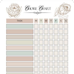 Digital Weekly Chart. Customizable for Chores, Daily/night Time ...