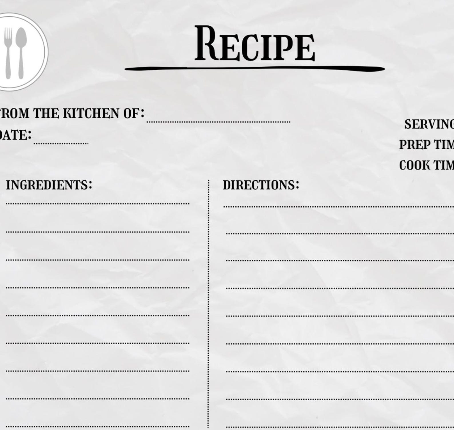 Blank Digital Recipe Cards: Preserve Your Family’s Heirloom Favorite ...