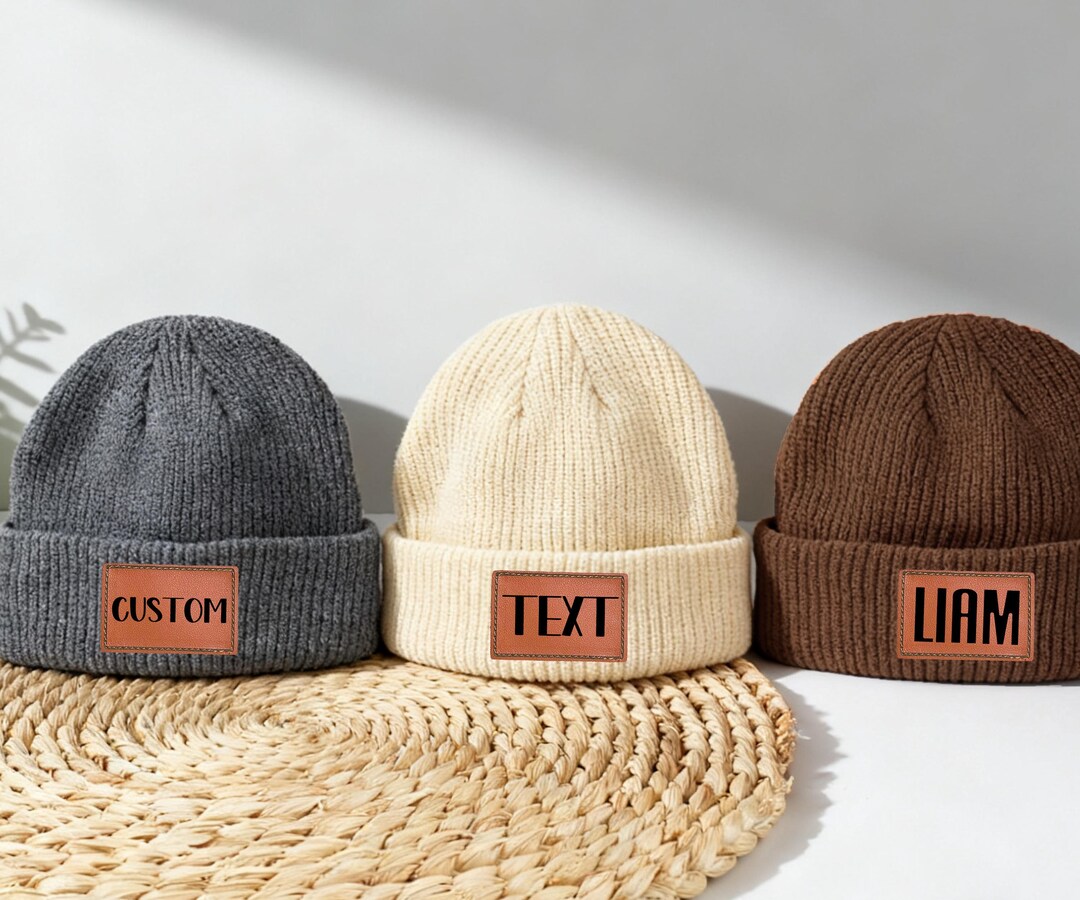 Personalized Leather Beanie,custom Patch Beanie Hats,custom Logo Beanie ...