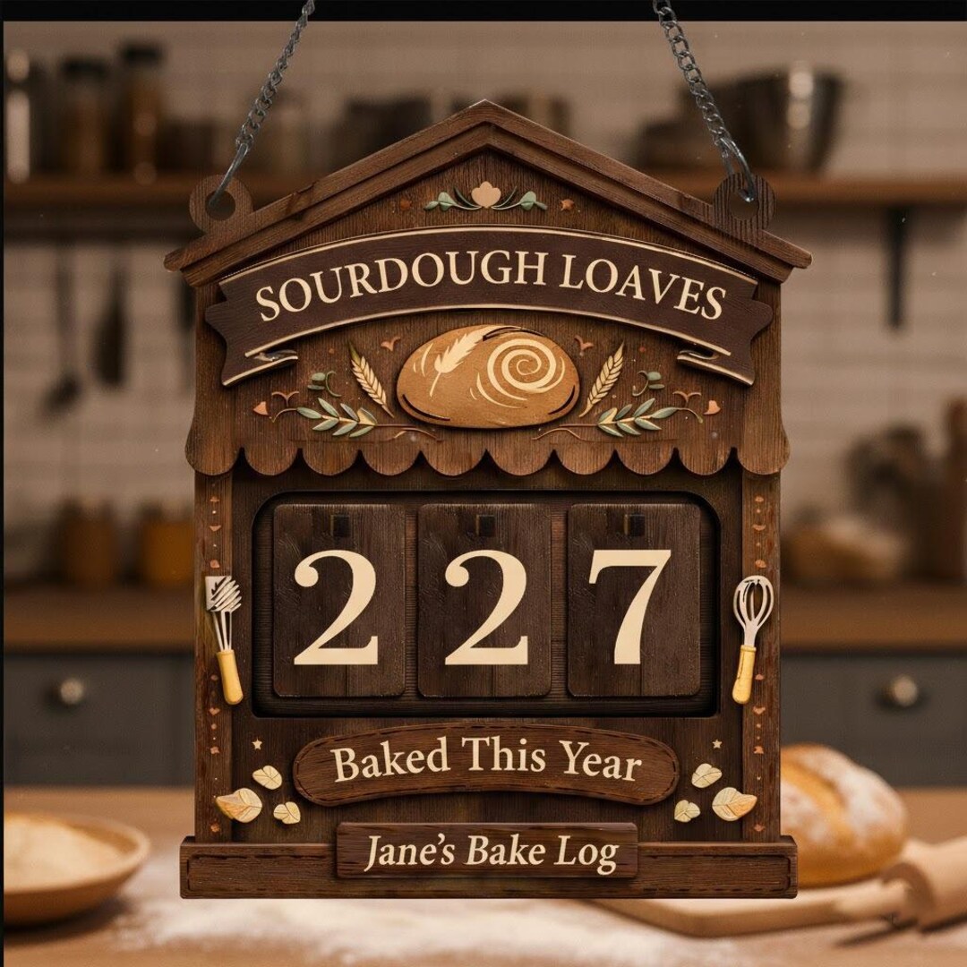 Sourdough Baking Tracker Sign, Wooden Bread Counter, Personalized Loaf ...