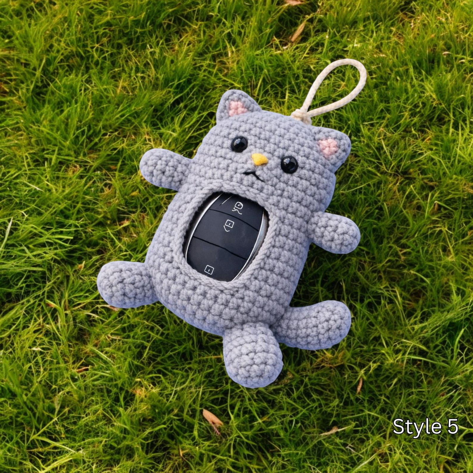 Crochet Cat Key Cover - Cute Amigurumi Key Fob Case, Handmade Smart Key ...