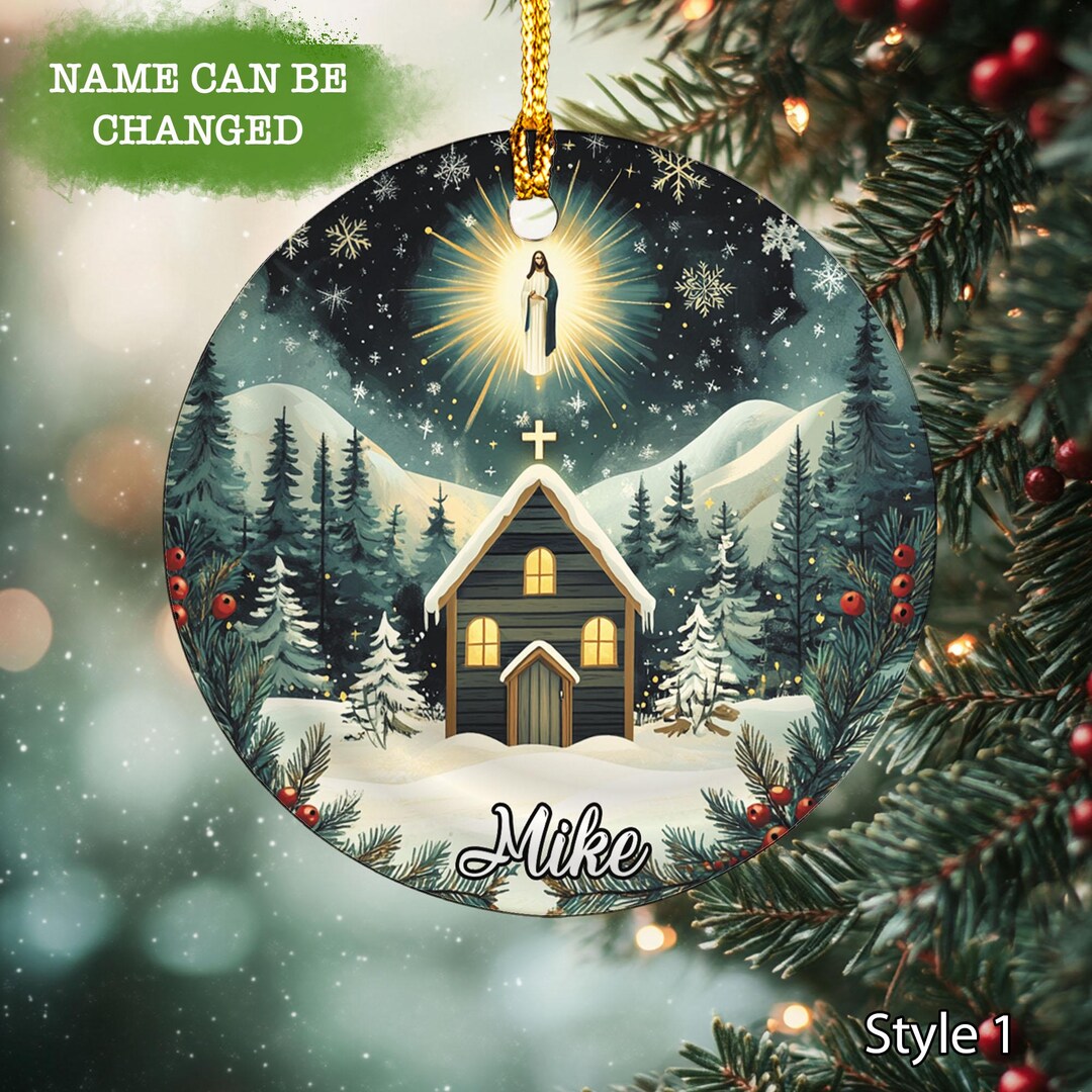 Custom Name Silent Night Over a Nordic Chapel Scandinaval Christmas ...