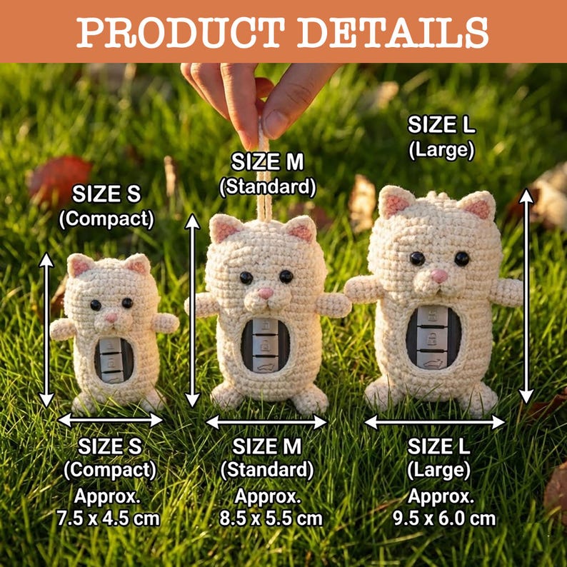 Crochet Cat Key Cover - Cute Amigurumi Key Fob Case, Handmade Smart Key ...