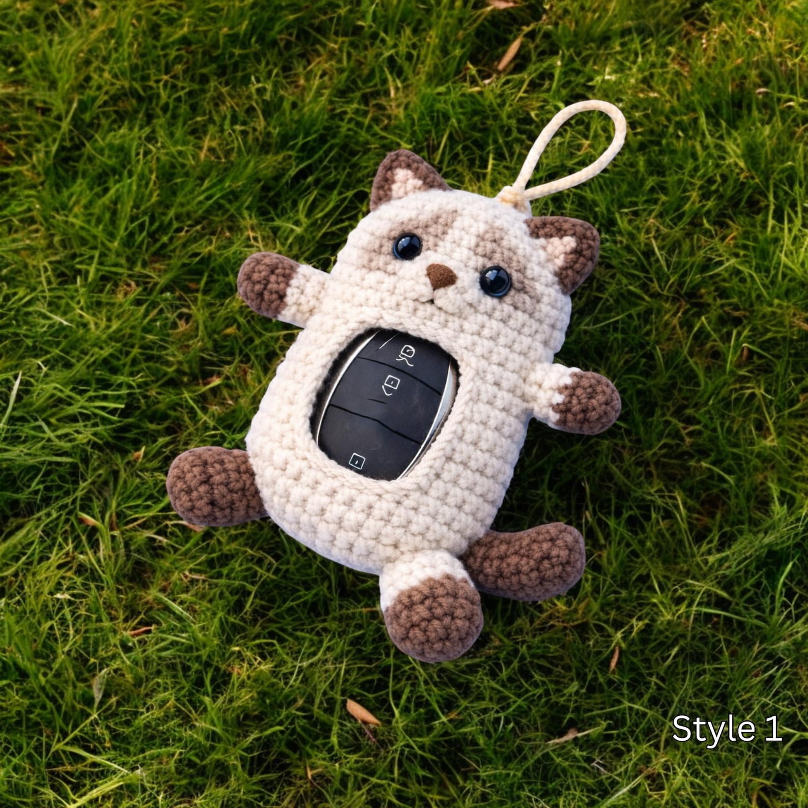 Crochet Cat Key Cover - Cute Amigurumi Key Fob Case, Handmade Smart Key ...
