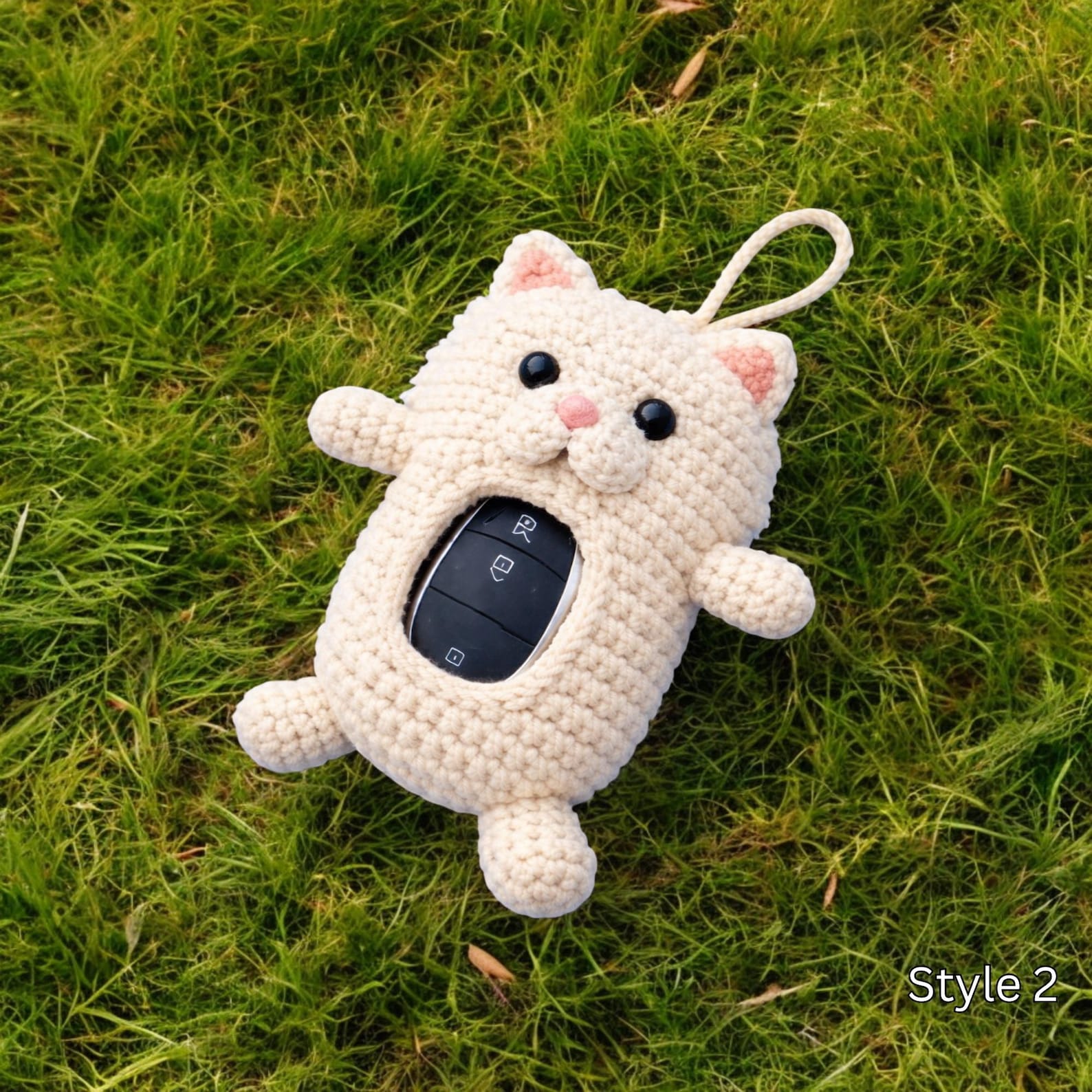 Crochet Cat Key Cover - Cute Amigurumi Key Fob Case, Handmade Smart Key ...