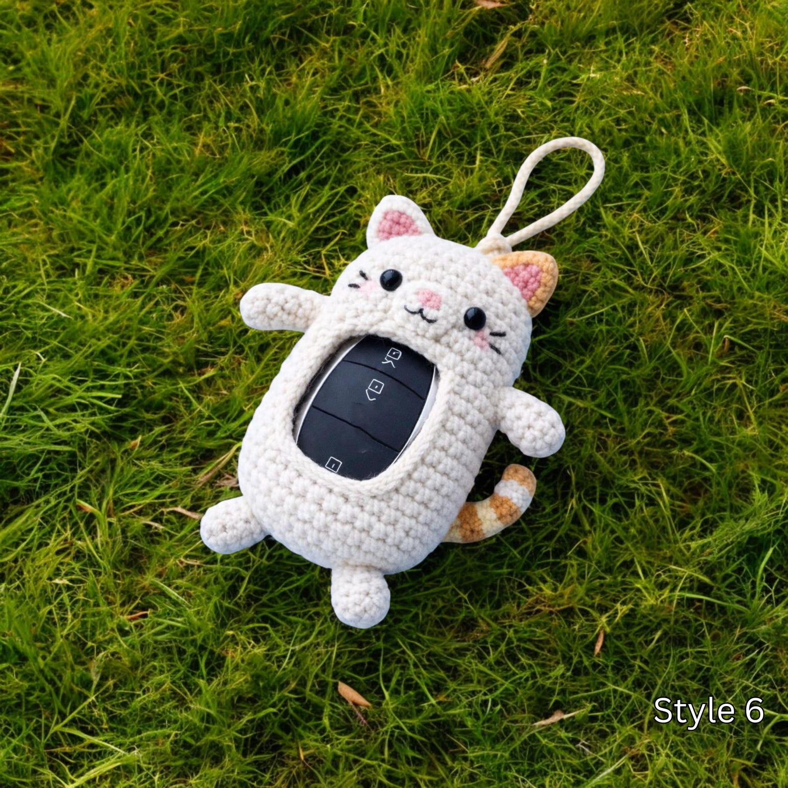 Crochet Cat Key Cover - Cute Amigurumi Key Fob Case, Handmade Smart Key ...