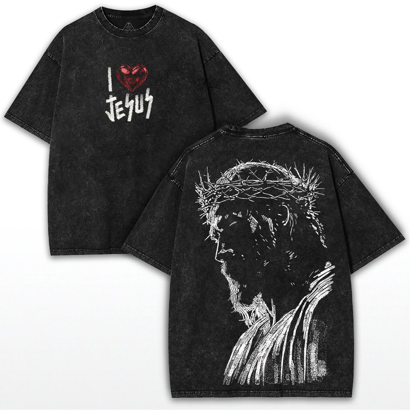 Vintage Washed Jesus Christ Tee: Heavyweight Cotton, Powerful Back Art ...