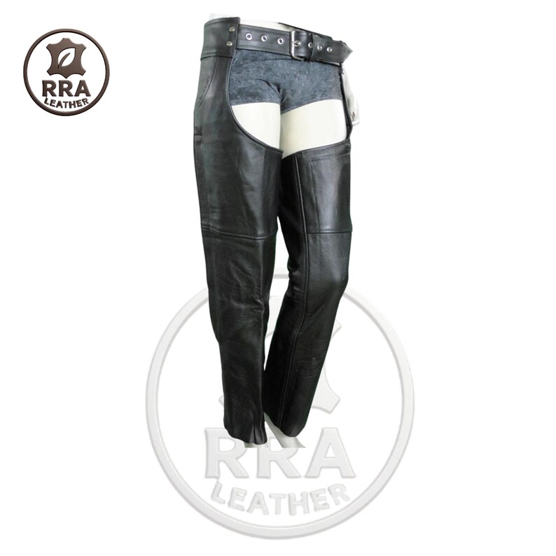 Men’s Black Leather Chaps | Handmade Open Front Fetish Pants With ...