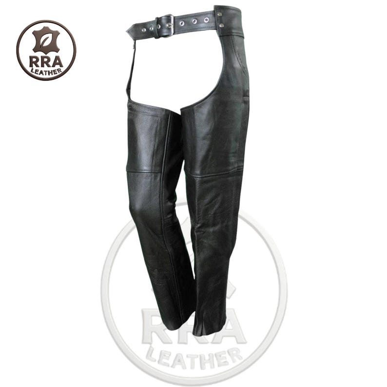 Men’s Black Leather Chaps | Handmade Open Front Fetish Pants With ...