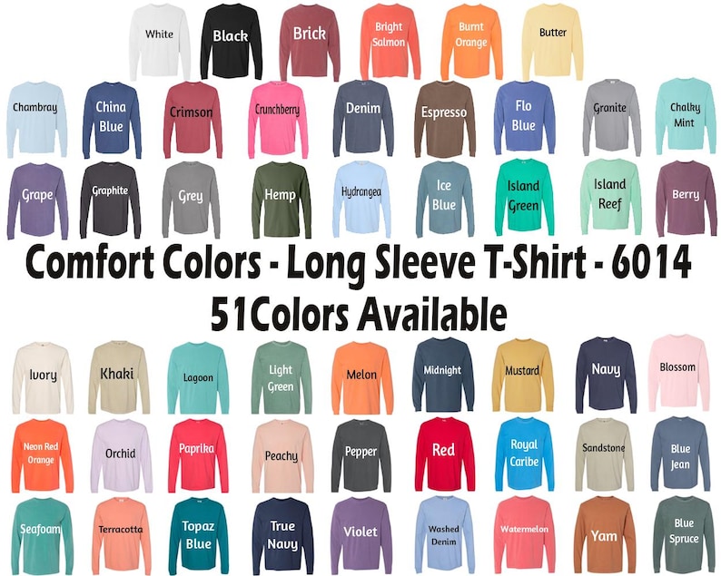 Comfort Colors Garment-dyed Long Sleeve T-shirt: Heavyweight Cotton Tee ...